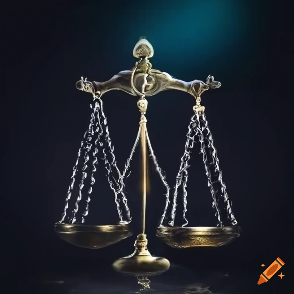 Scales of justice symbol surrounding by holy magic, darkness in the ...