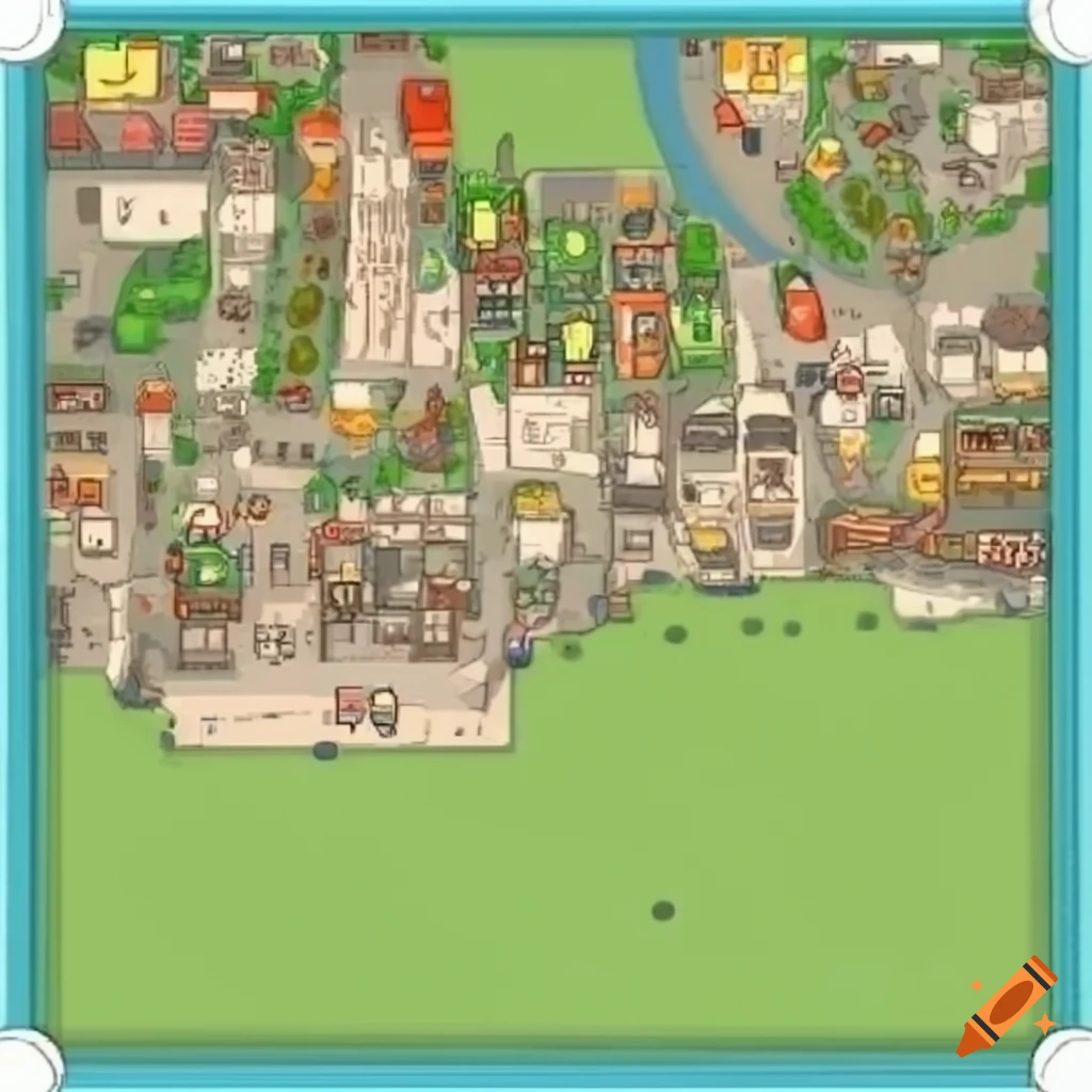 City minimap for adventure text game with a lot of locations on Craiyon