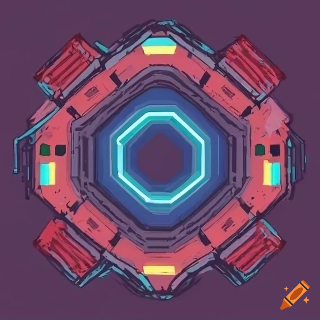 A futuristic octagonal platform for sci-fi game environments on Craiyon