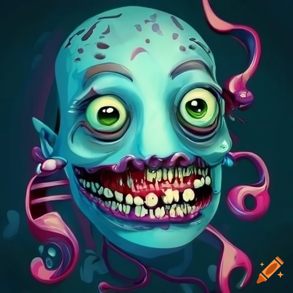 Cute disturbing creepy music inspired cartoon character on Craiyon
