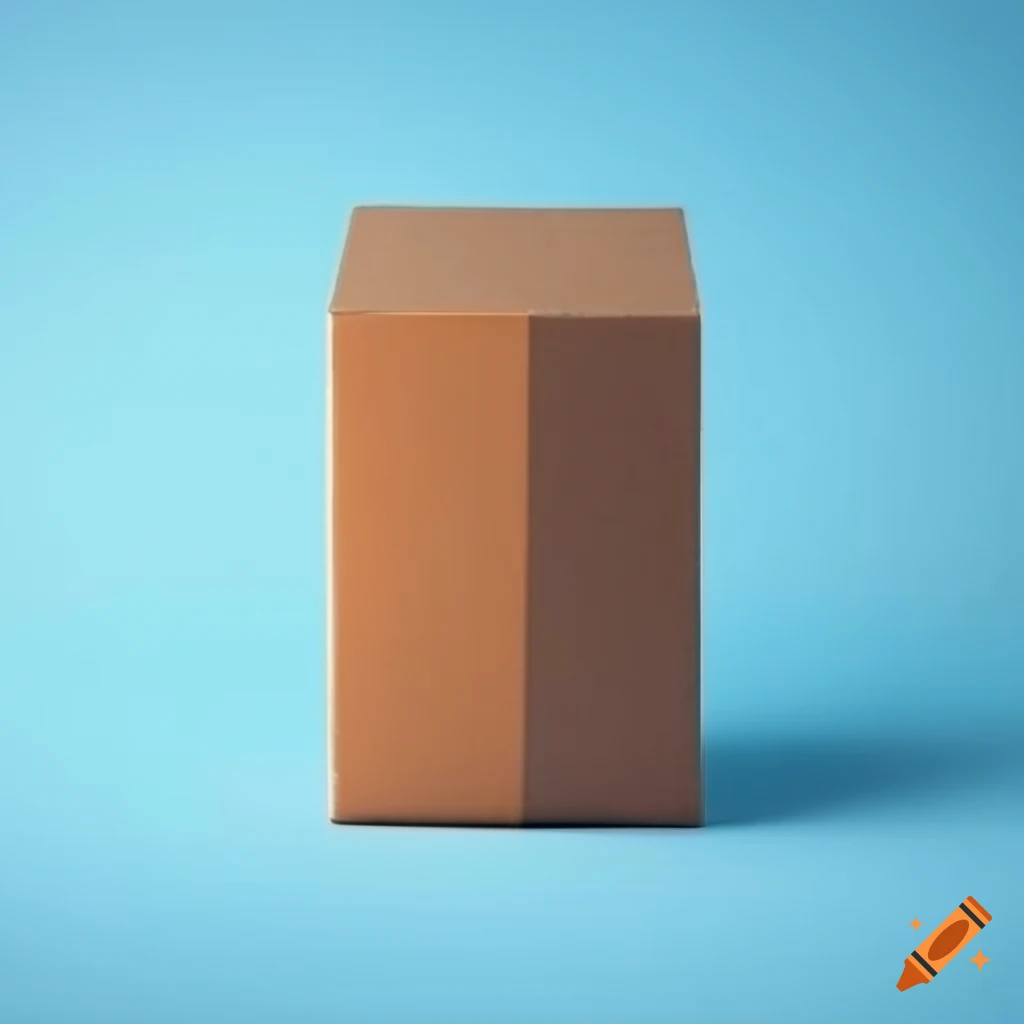 Logo of brown cardboard box on blue background on Craiyon