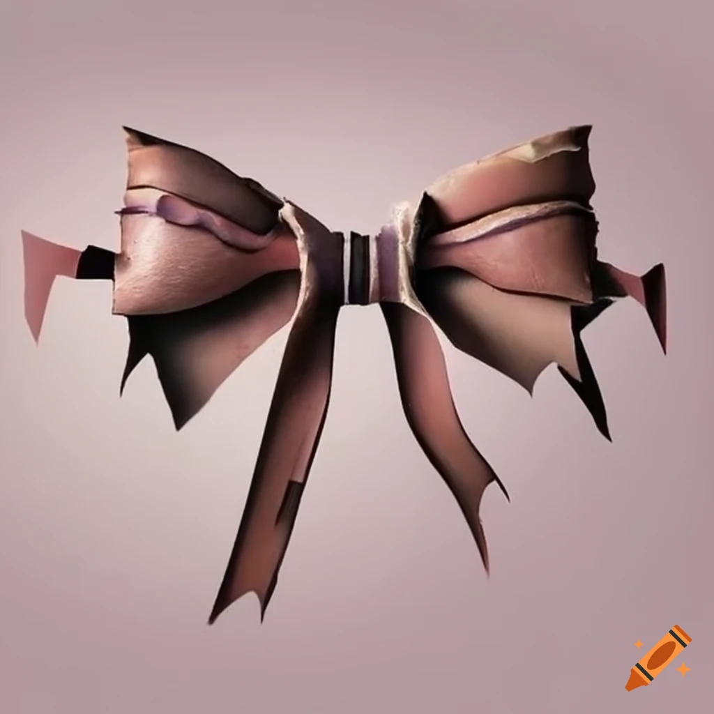 Tattered bow made with ribbon that has ripped ends on Craiyon