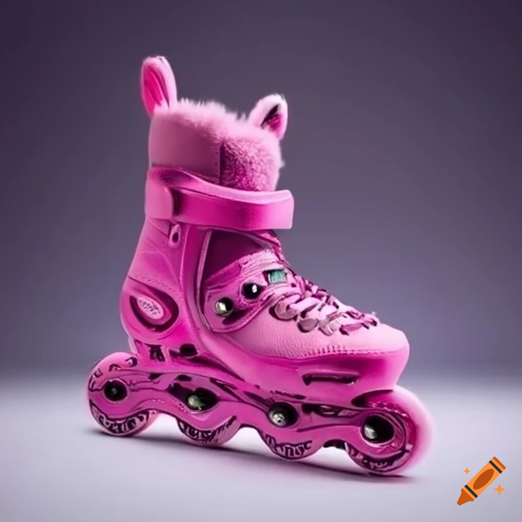 Inline skates with fluffy pink cuffs