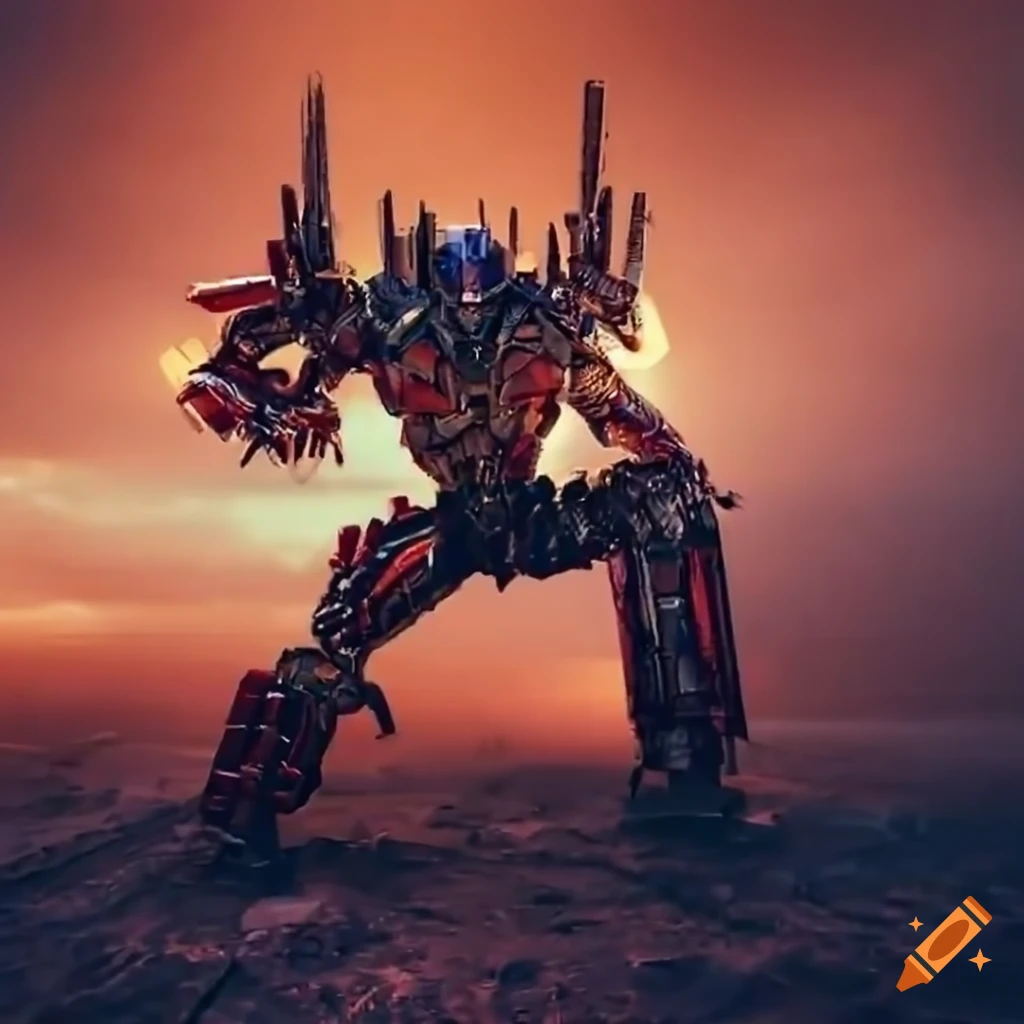 Optimus Prime fighting Robots, cinematic scene Nikon camera, high ...
