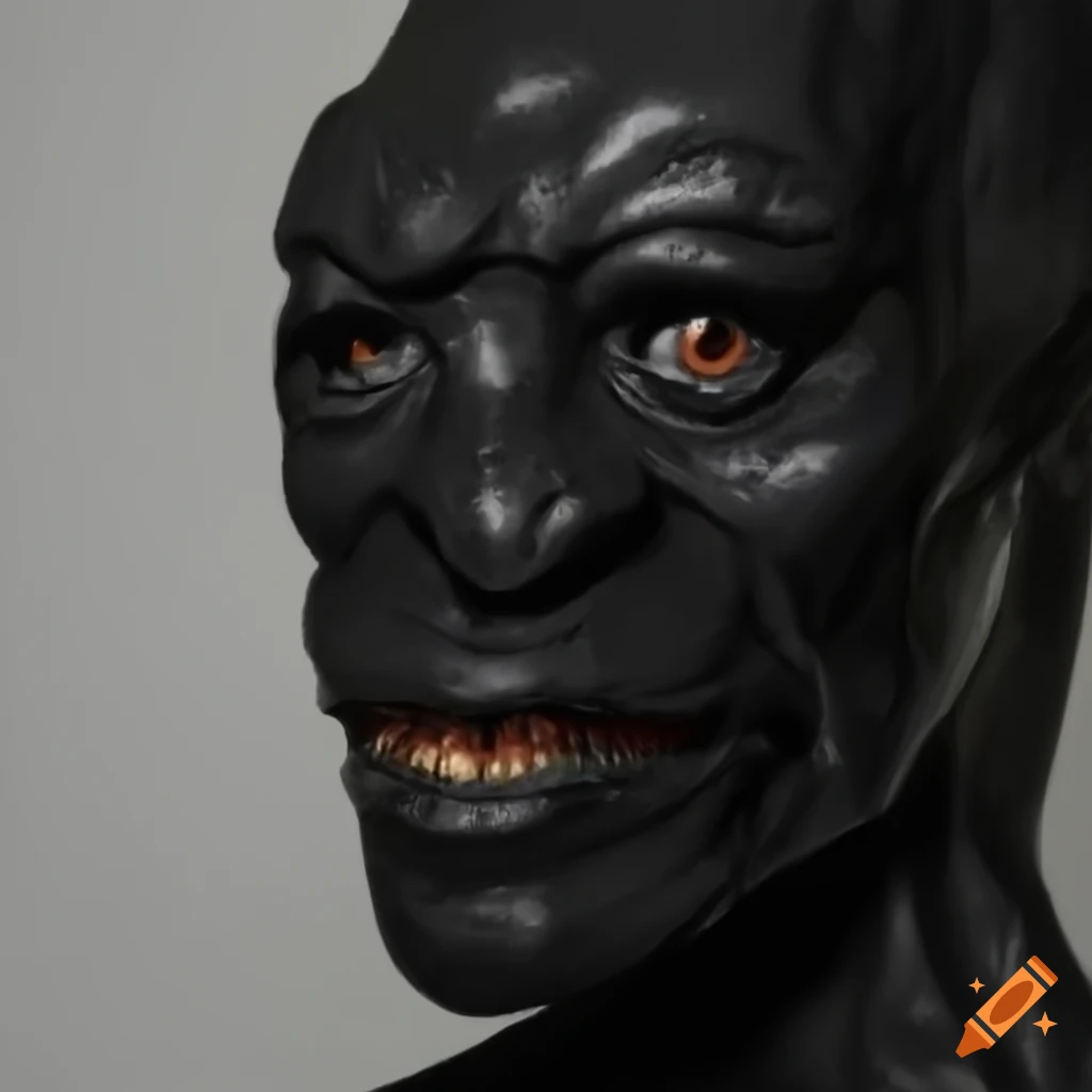 Viscous black tar paint resembling distorted twisted evil human shapes ...