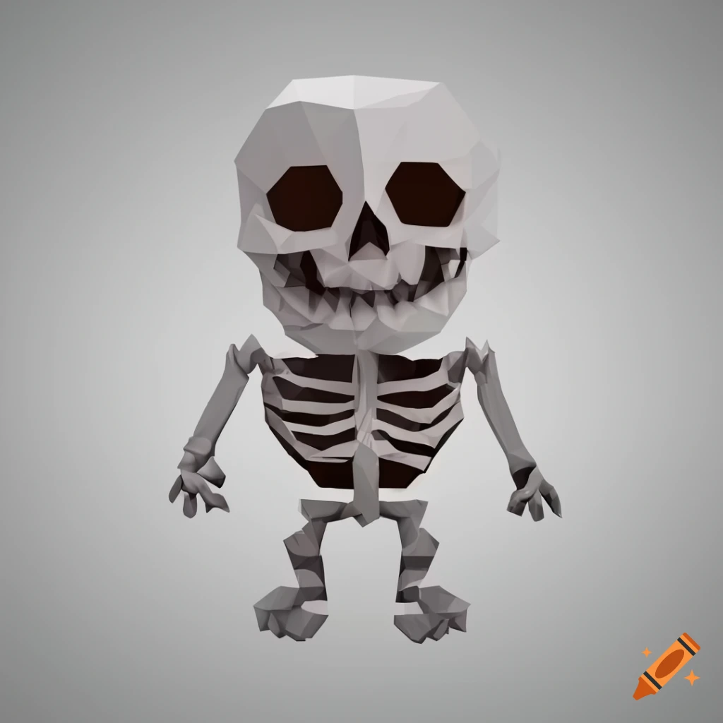 Low poly cartoonish concept art of a chibi skeleton on Craiyon