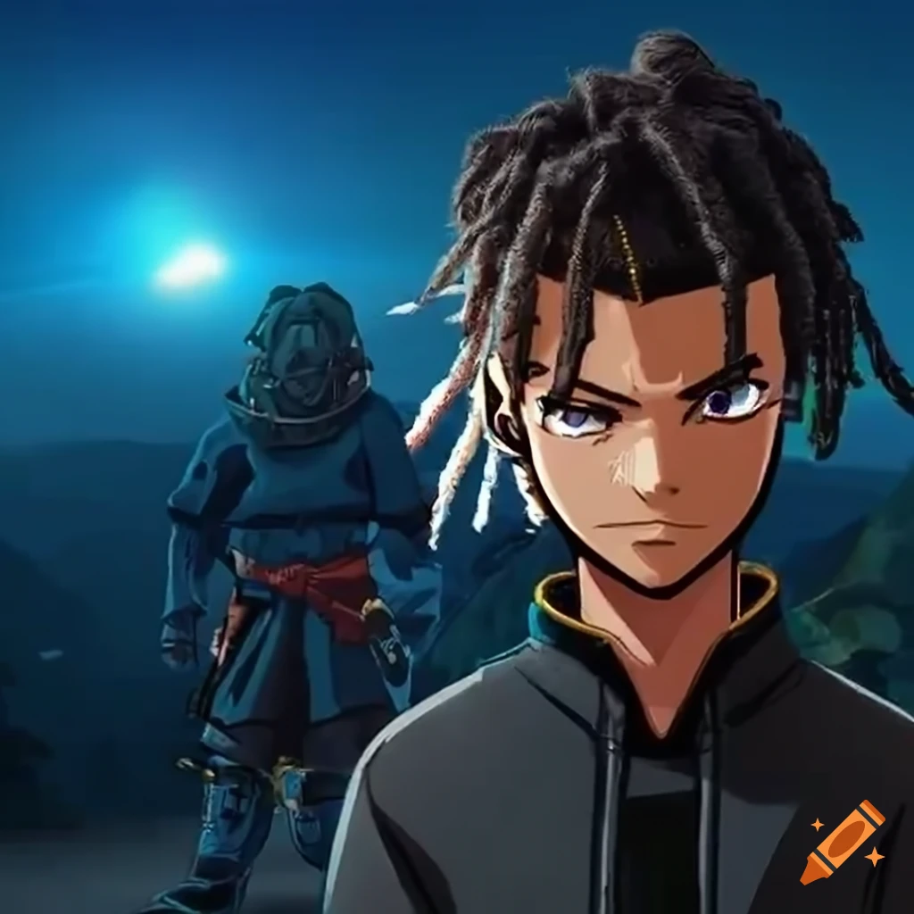 Create a hand drawn captivating anime cover art for a music album ...