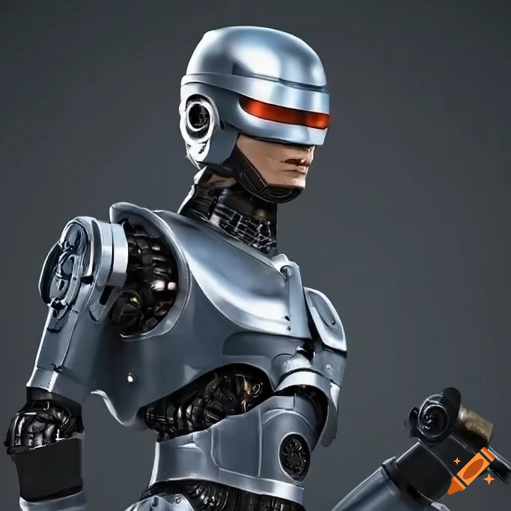 A fictional robot combining features of c-3po and robocop on Craiyon