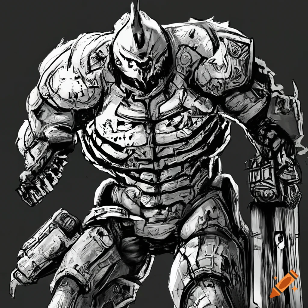 Doomslayer from the game doom fused with chainsaw man from the anime ...