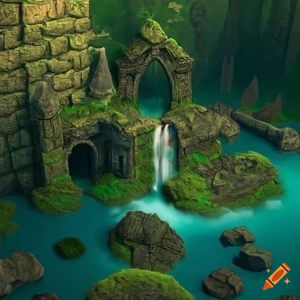 In the background between formation from above fantasy RPG game forest ...