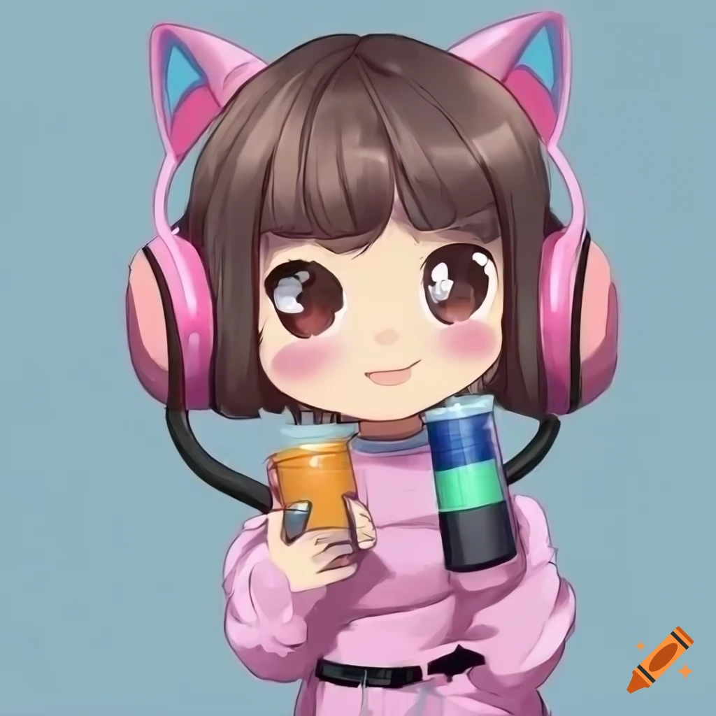Anime Chibi With Headphones Girl