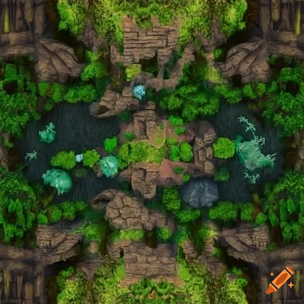 In the background between formation from above fantasy RPG game forest ...