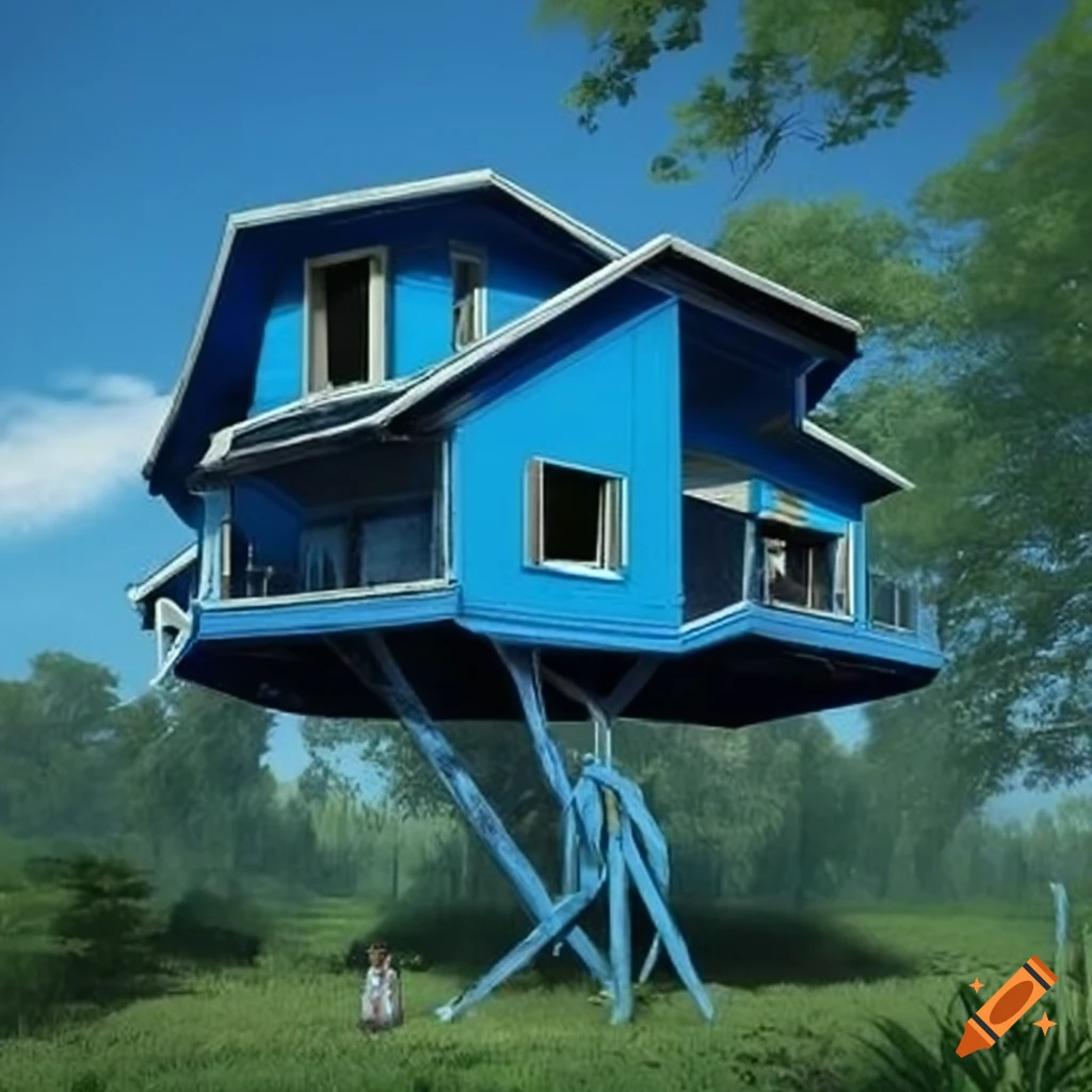 Large blue tree house
