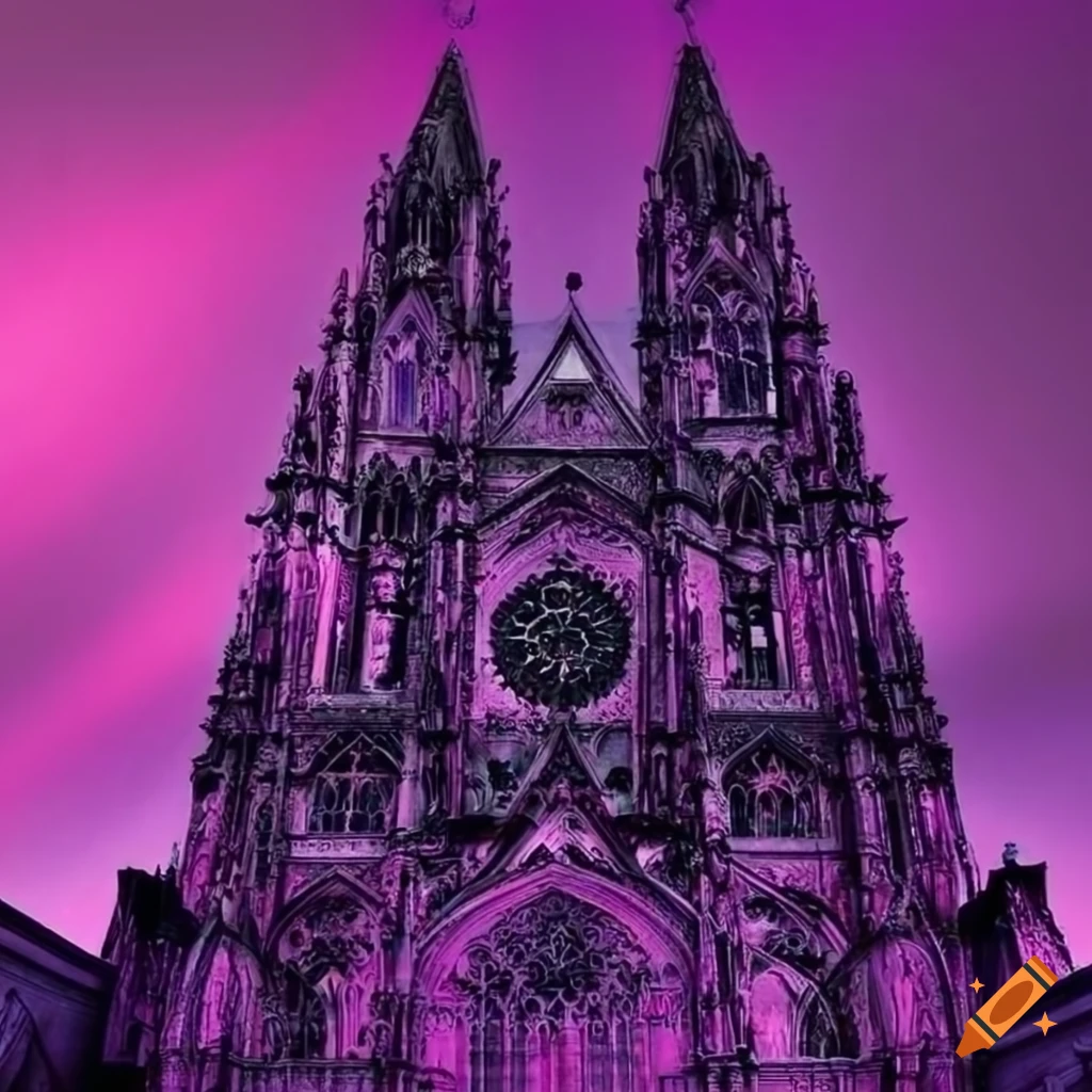 Pink and violet gothic cathedral of love and death