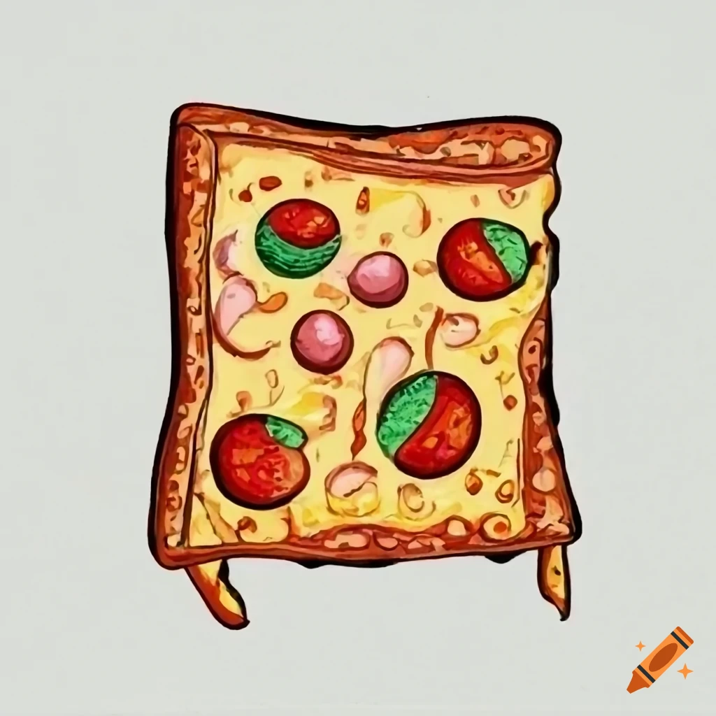 Square pizza crayon very basic drawing on Craiyon