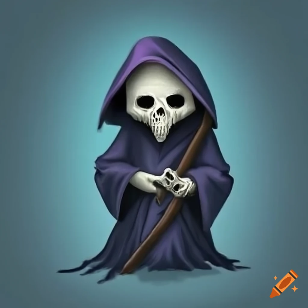 A sad and compassionate grim reaper named steve on Craiyon