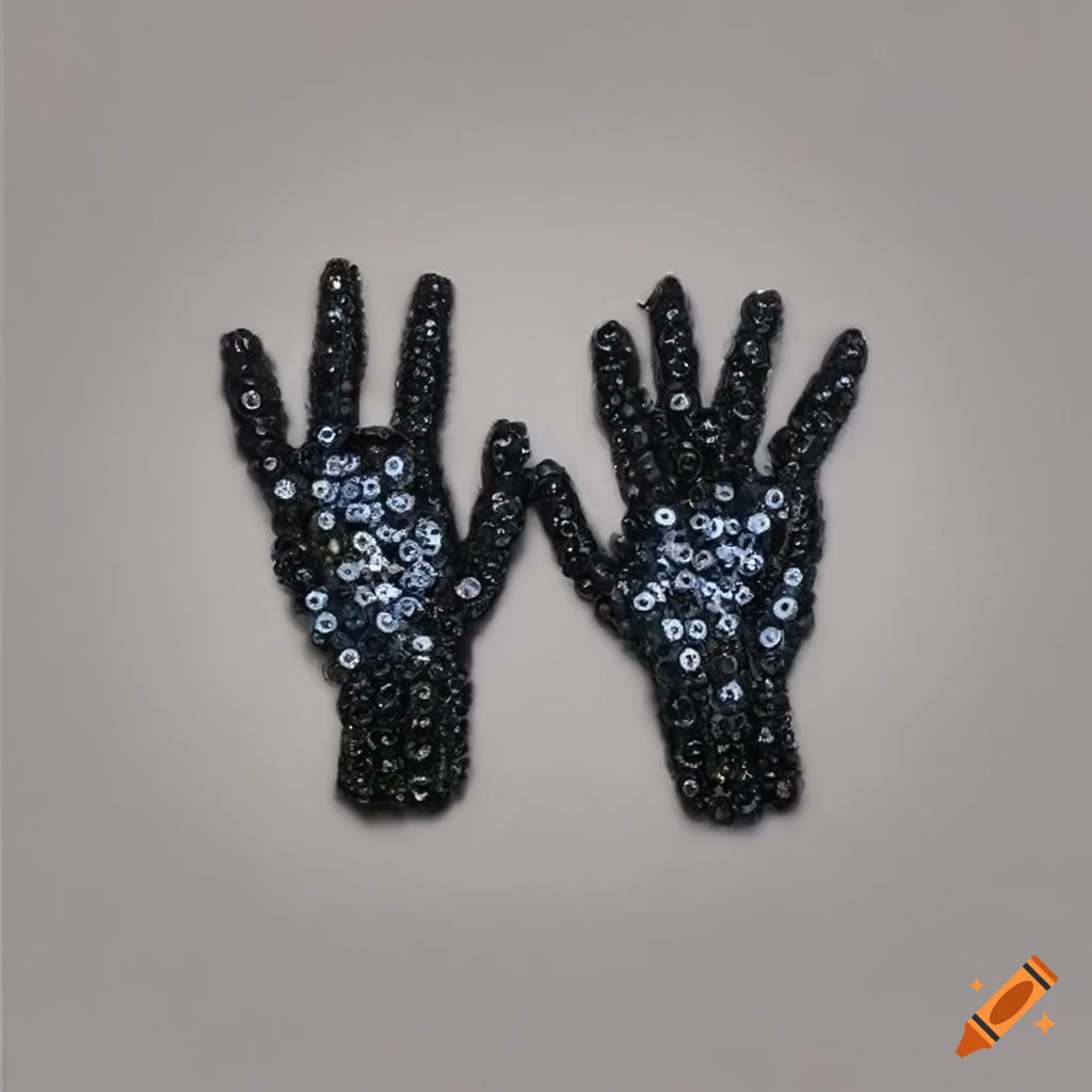 Beaded sequin palmistry hand shaped beadwork in the color black on Craiyon