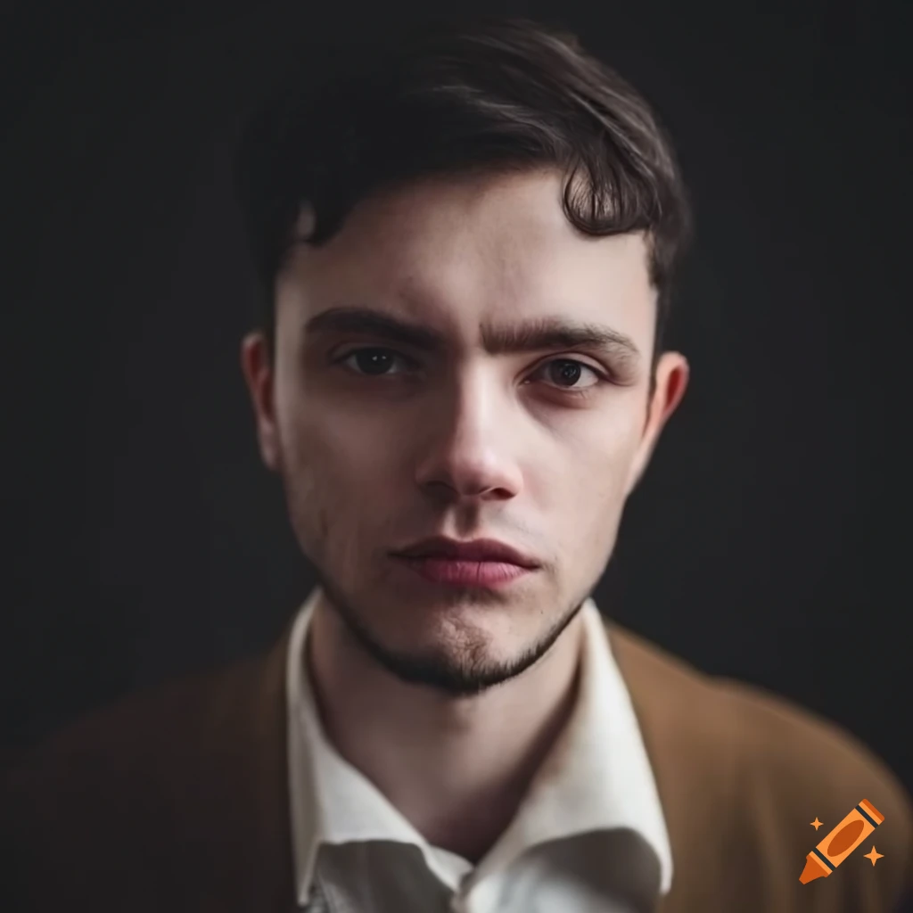 Portrait of a serious man un his 30's wearing a vintage attire on Craiyon