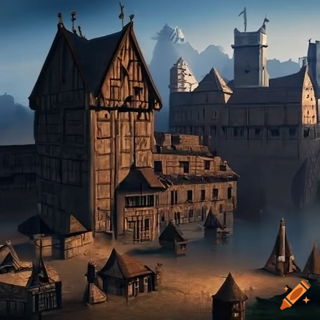 Medieval town barracks on Craiyon