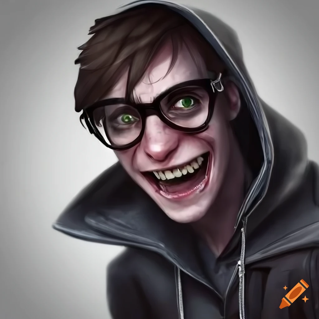 Nerd guy with messy short hair, wearing a leather jacket and a hoodie ...