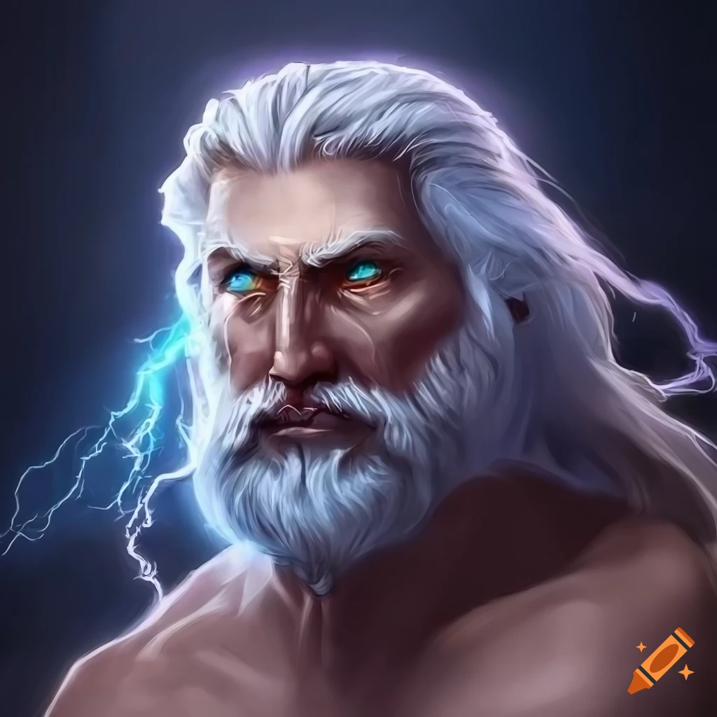Zeus With Lightning Bolt Painting