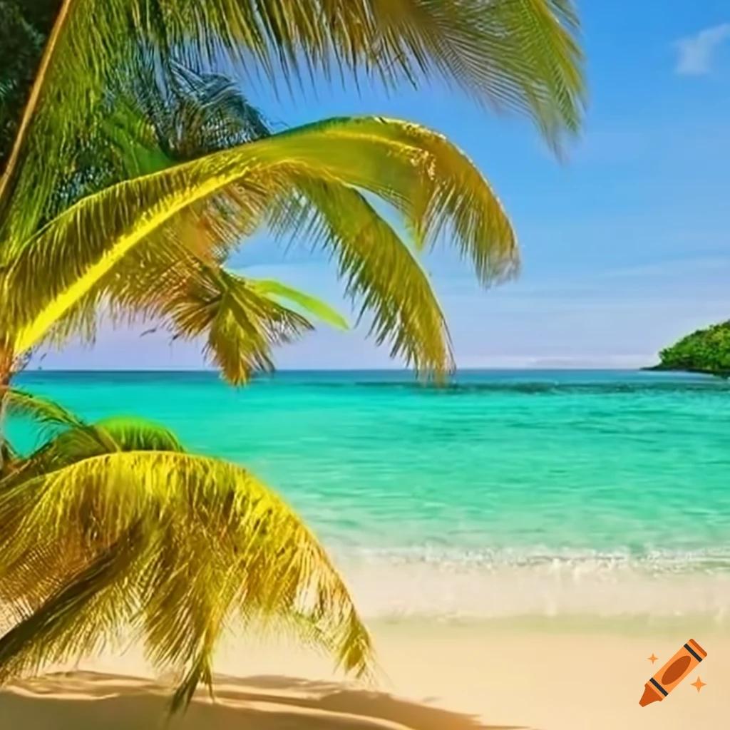 Island green water sun beach palms