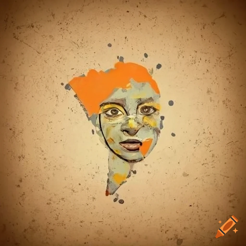 Abstract expressionist art of a distressed face on an indian map