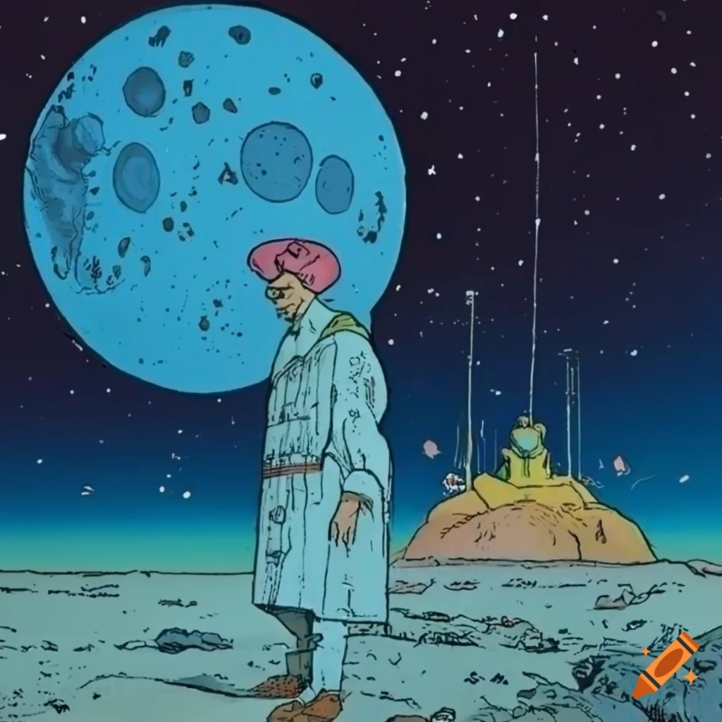 Mœbius, jean giraud style, moon landing on Craiyon