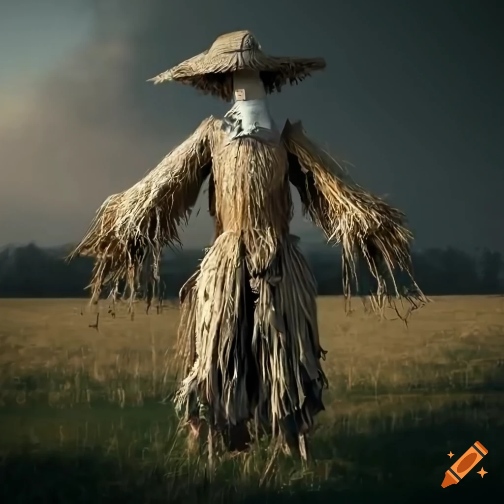 An scarecrow, made of straw, straw hands, ragged trousers in baroque ...