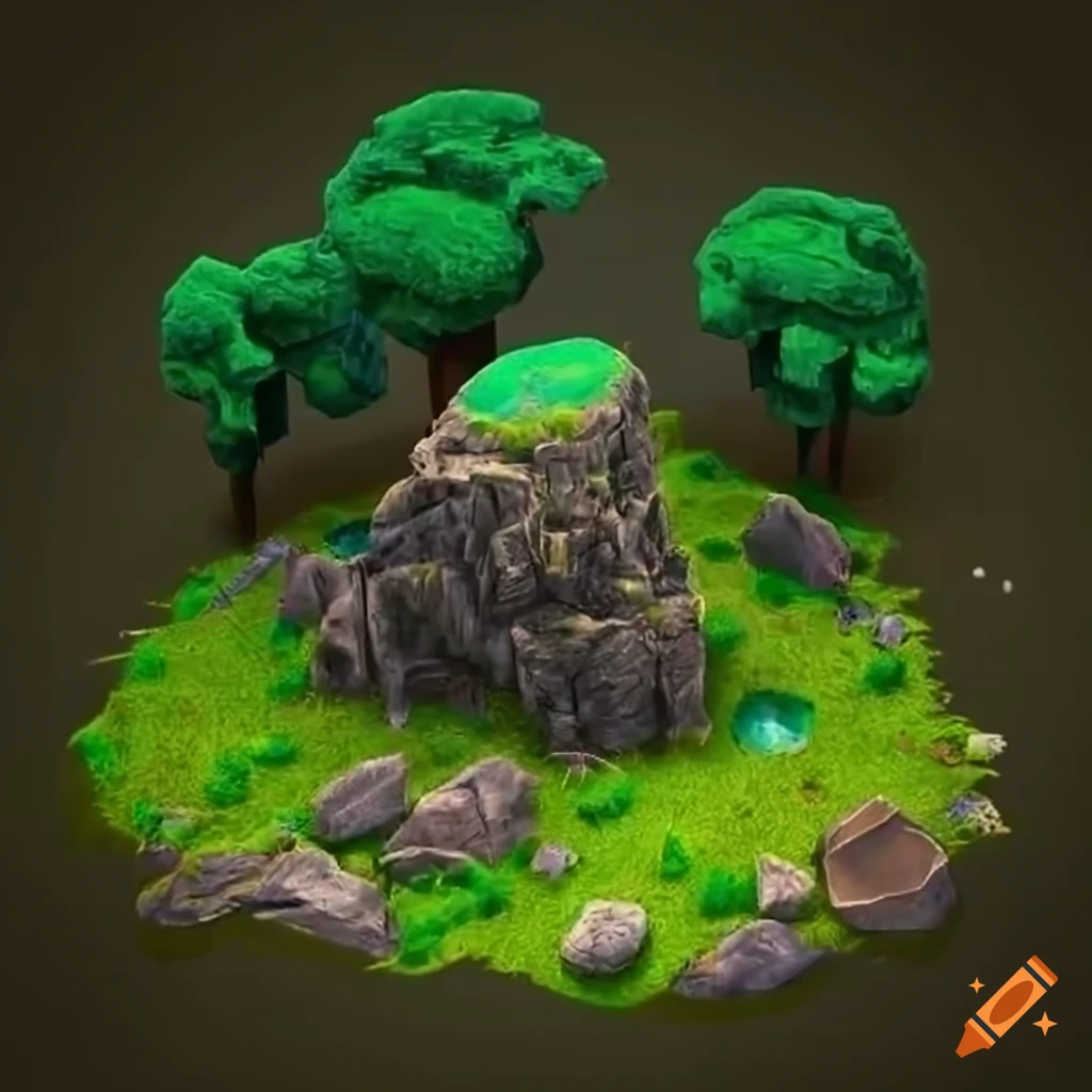 In the background between formation from above fantasy RPG game forest ...