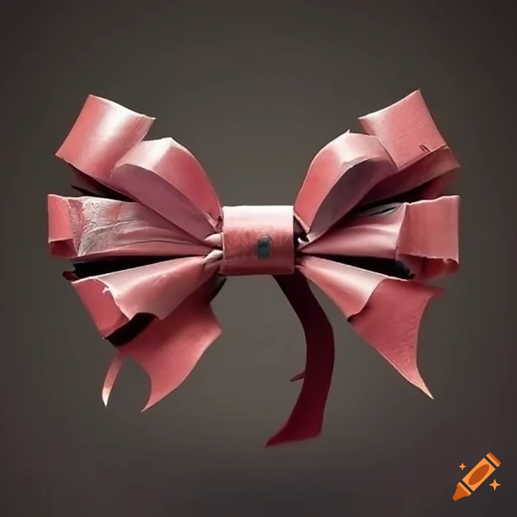 Tattered bow made with ribbon that has ripped ends on Craiyon