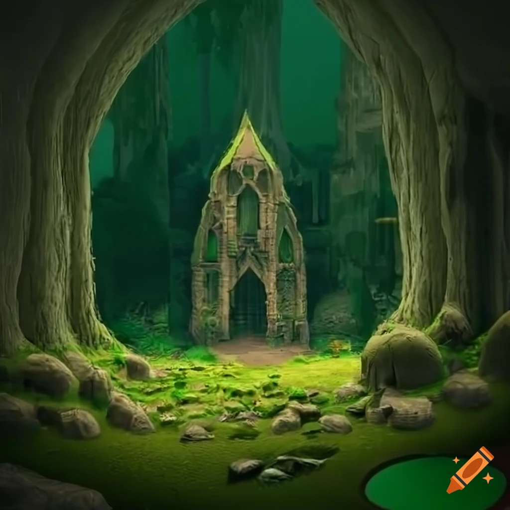 In the background between formation from above fantasy RPG game forest ...