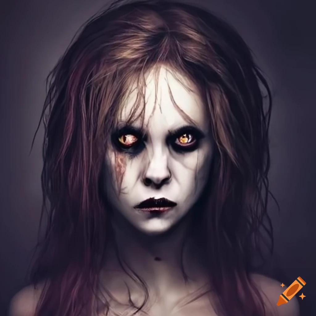 Scary beautiful woman on Craiyon