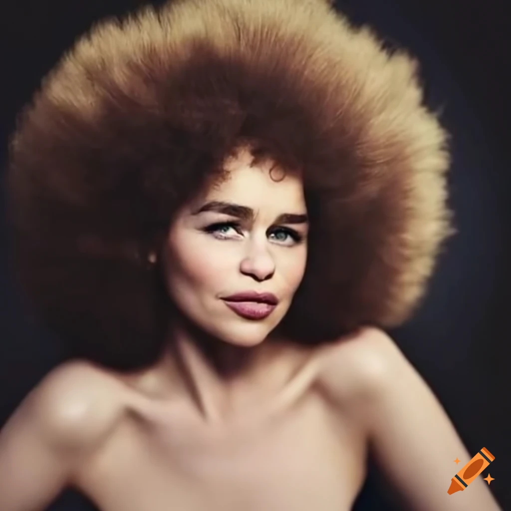 Emilia clarke with an afro on Craiyon