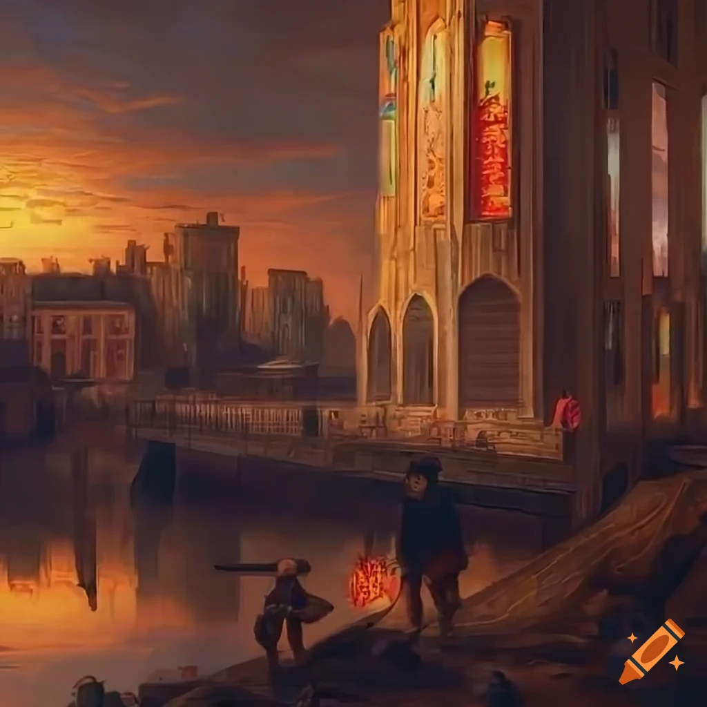 Bold graphic of futuristic sci fi Catholic altar shrine, with Chinese ...