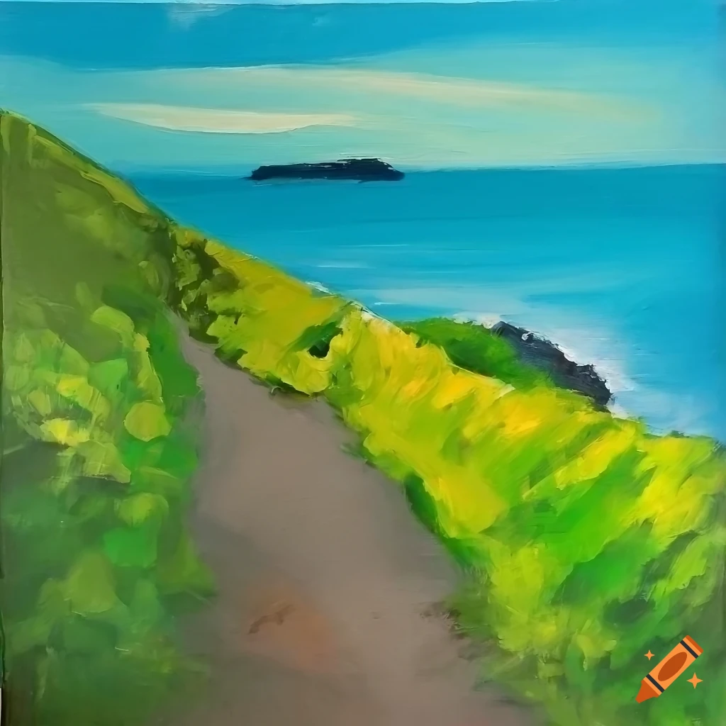 Landscape painting of Howth Cliff Walk (Green Route) in Dublin, Ireland ...