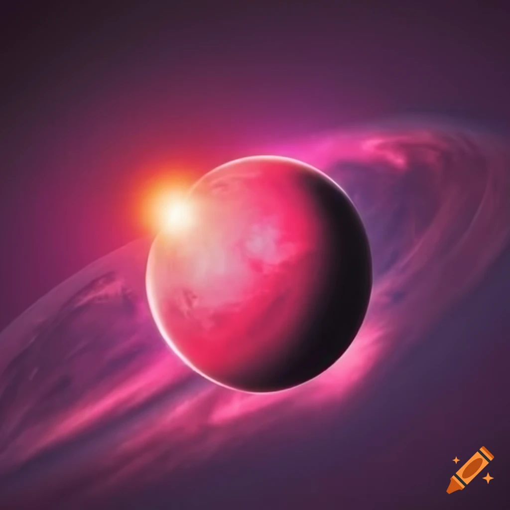 A mystical pink and red planet on Craiyon