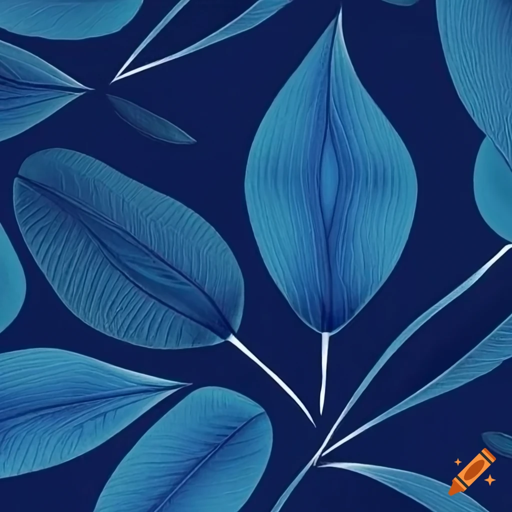 Interlocking leaves in indigo shades, forming an abstract design
