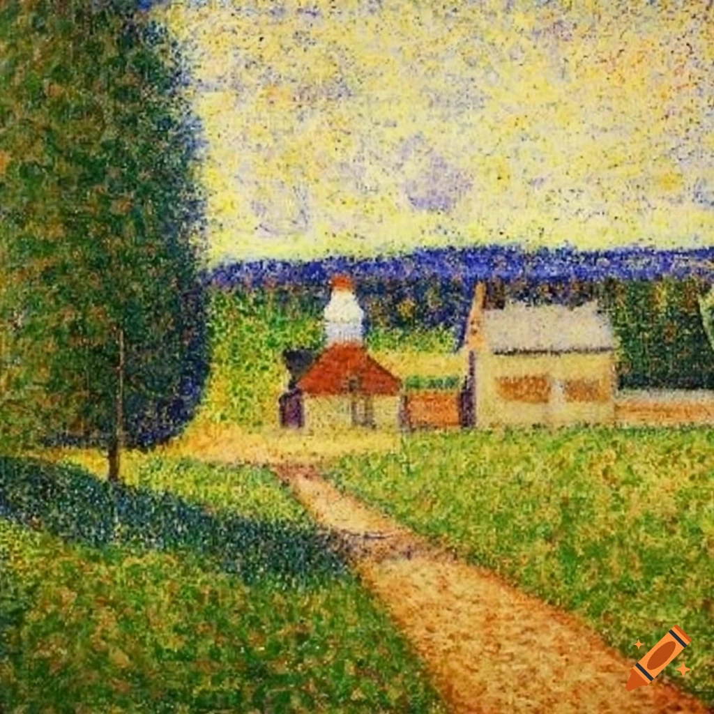Picturesque view of Finnish countryside, painted by Georges Seurat ...