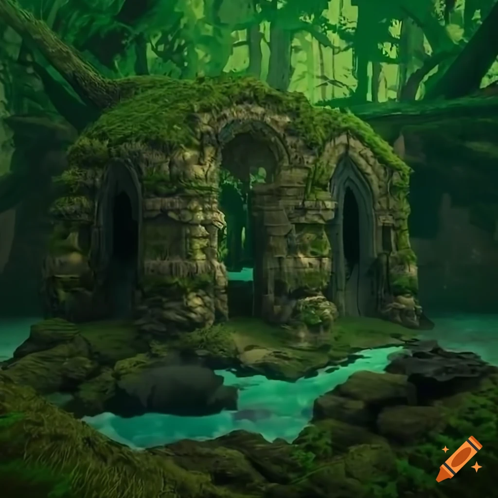 In the background between formation from above fantasy RPG game forest ...