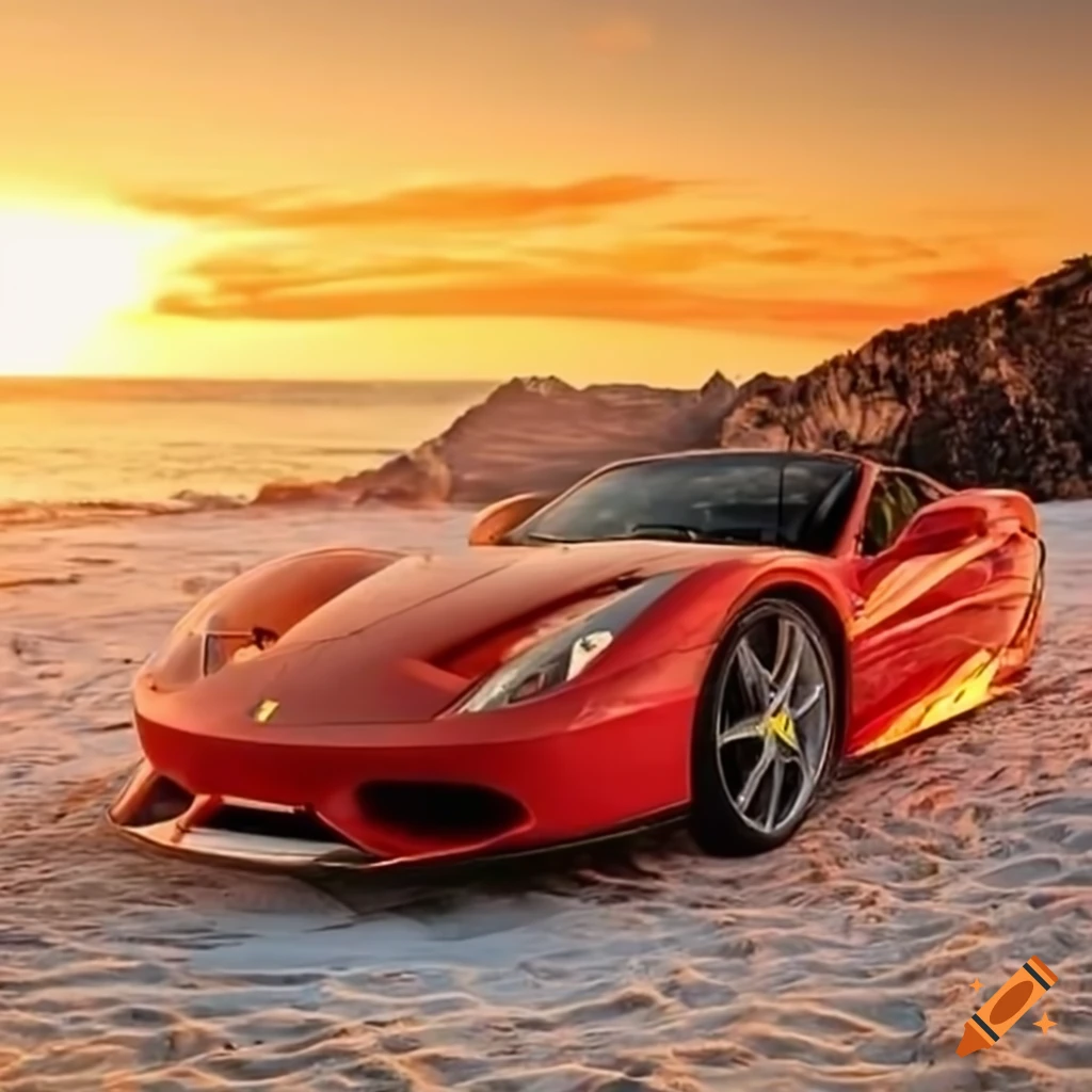Ferrari on the beach on Craiyon