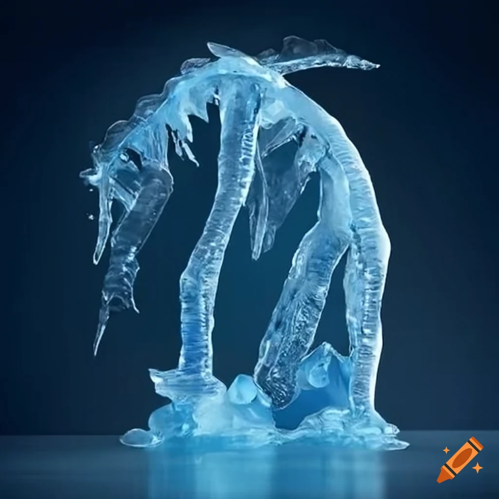 A thin, lean four legged ice beast made of thin transparent icicles