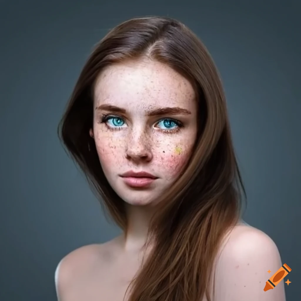 Beautiful young woman very light freckles