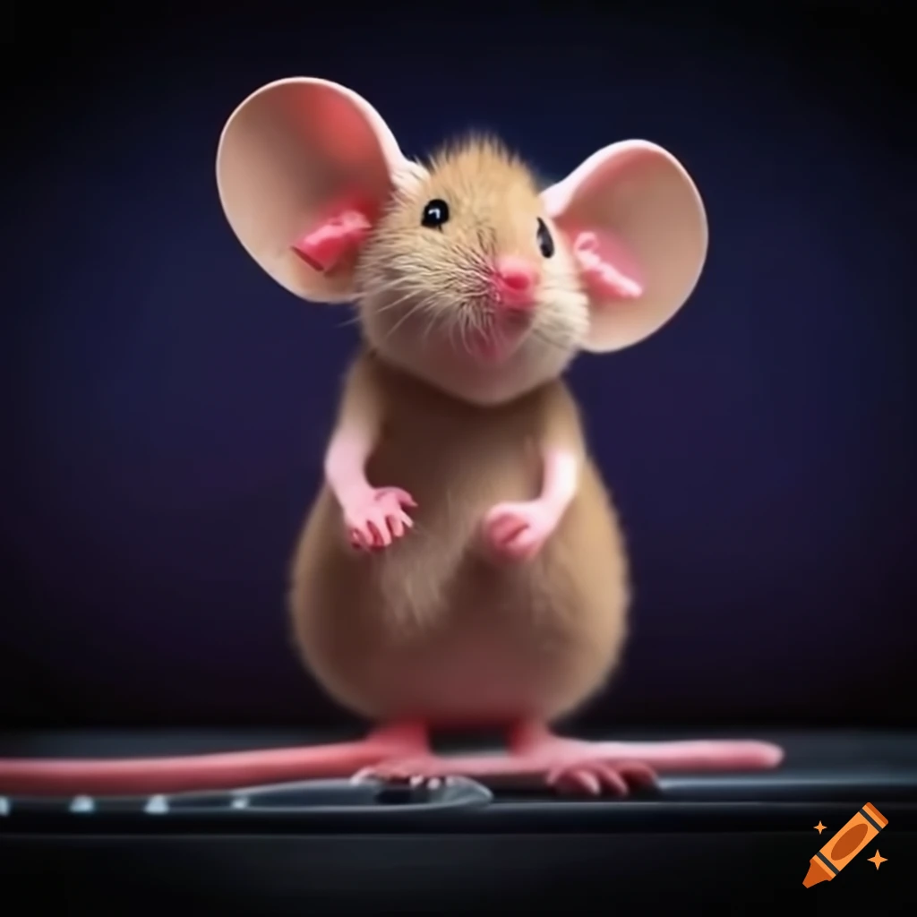 A cute mouse sitting on a computer