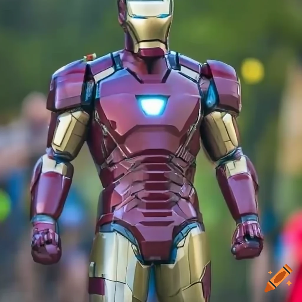 Iron man standing tall in his iconic gray armor on Craiyon