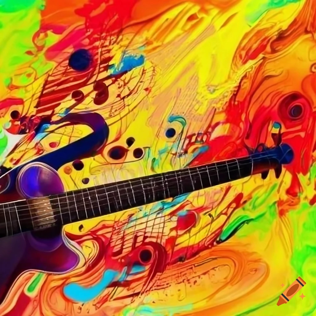 Music and instruments abstract paint