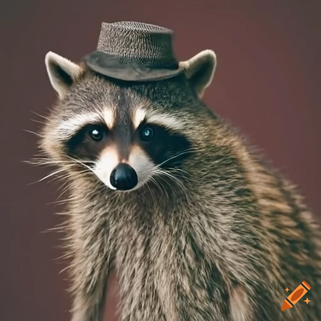 A clever raccoon wearing a detective hat and holding a magnifying glass ...
