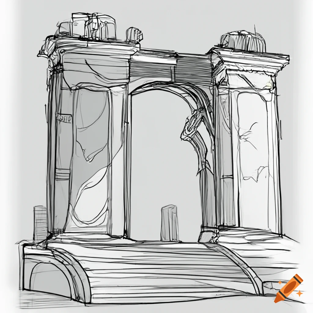Portal gate concept art line sketch