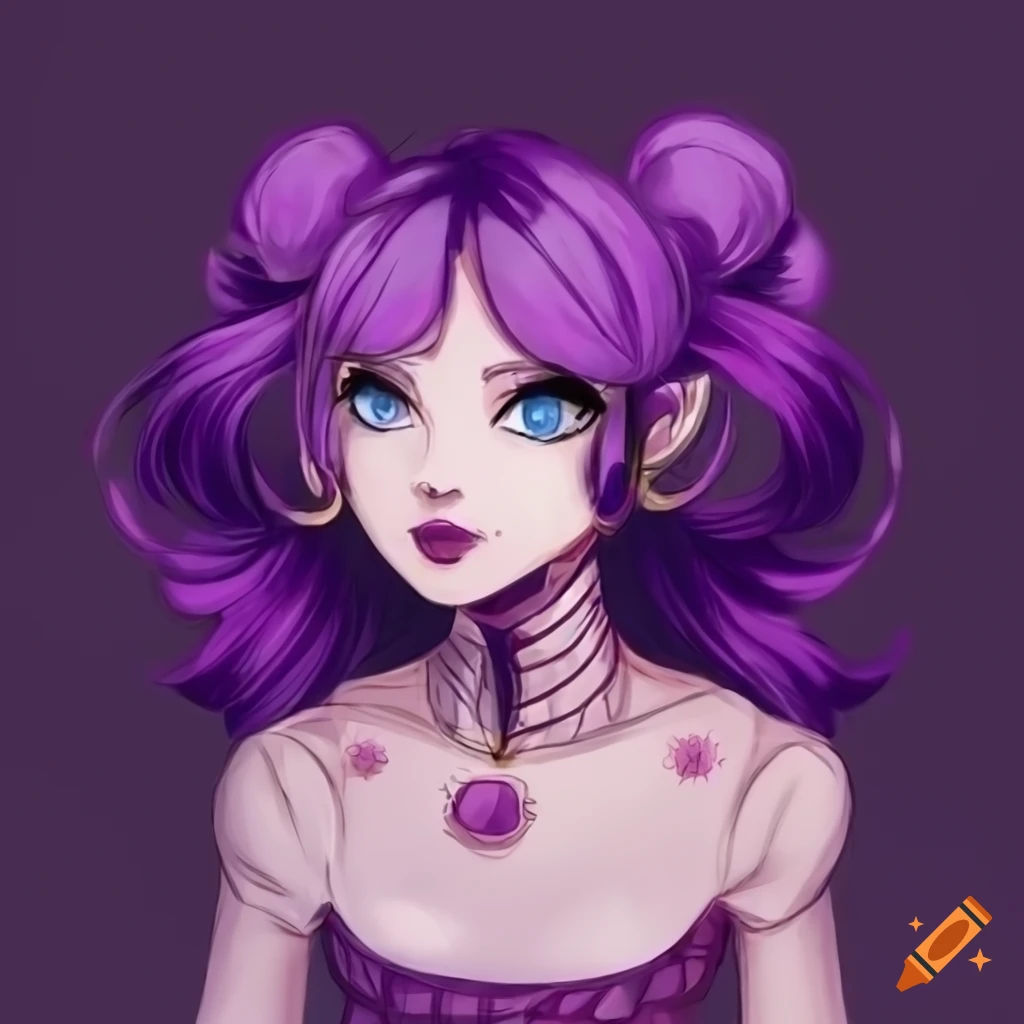 Hex maniac, noblewoman, anime, female, vintage, dress, wild wavy purple ...