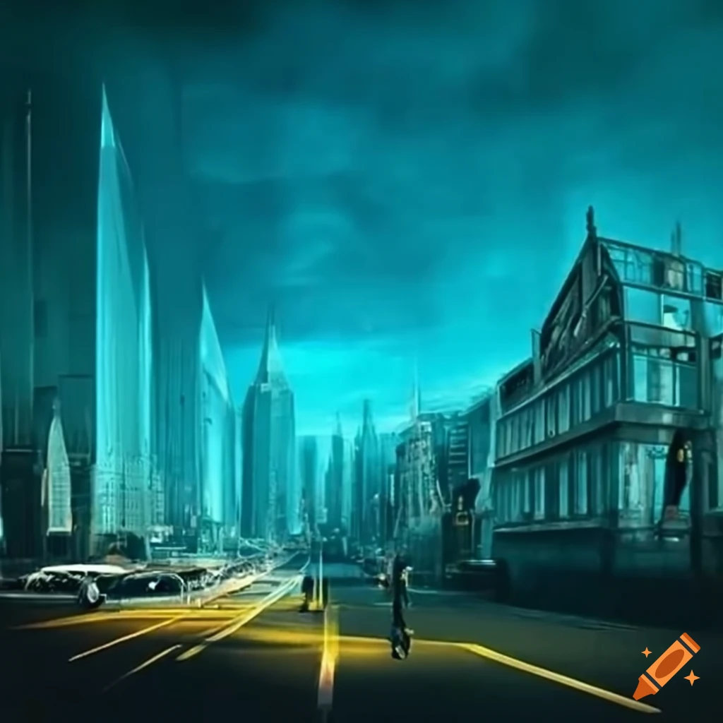 Futurist giant city weird design complex structures yellow strange ...
